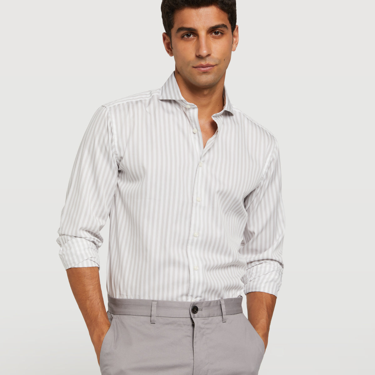 Slim fit new formal pastel striped shirt – Sacoor Brothers Singapore