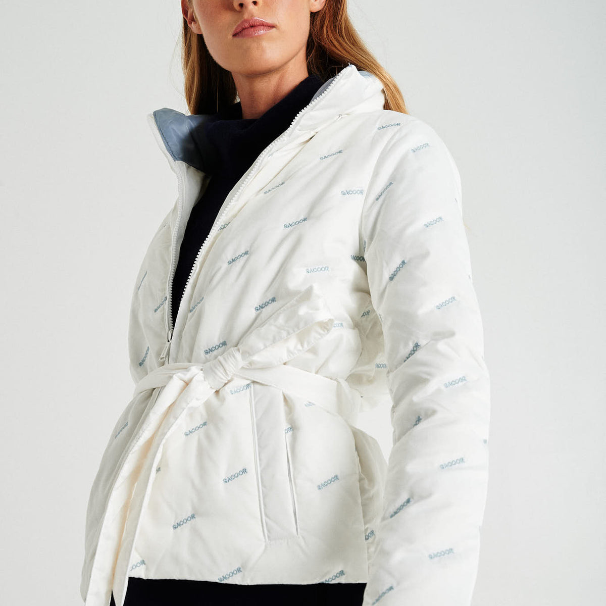 Brand embroidery puffer jacket – Sacoor Brothers Singapore