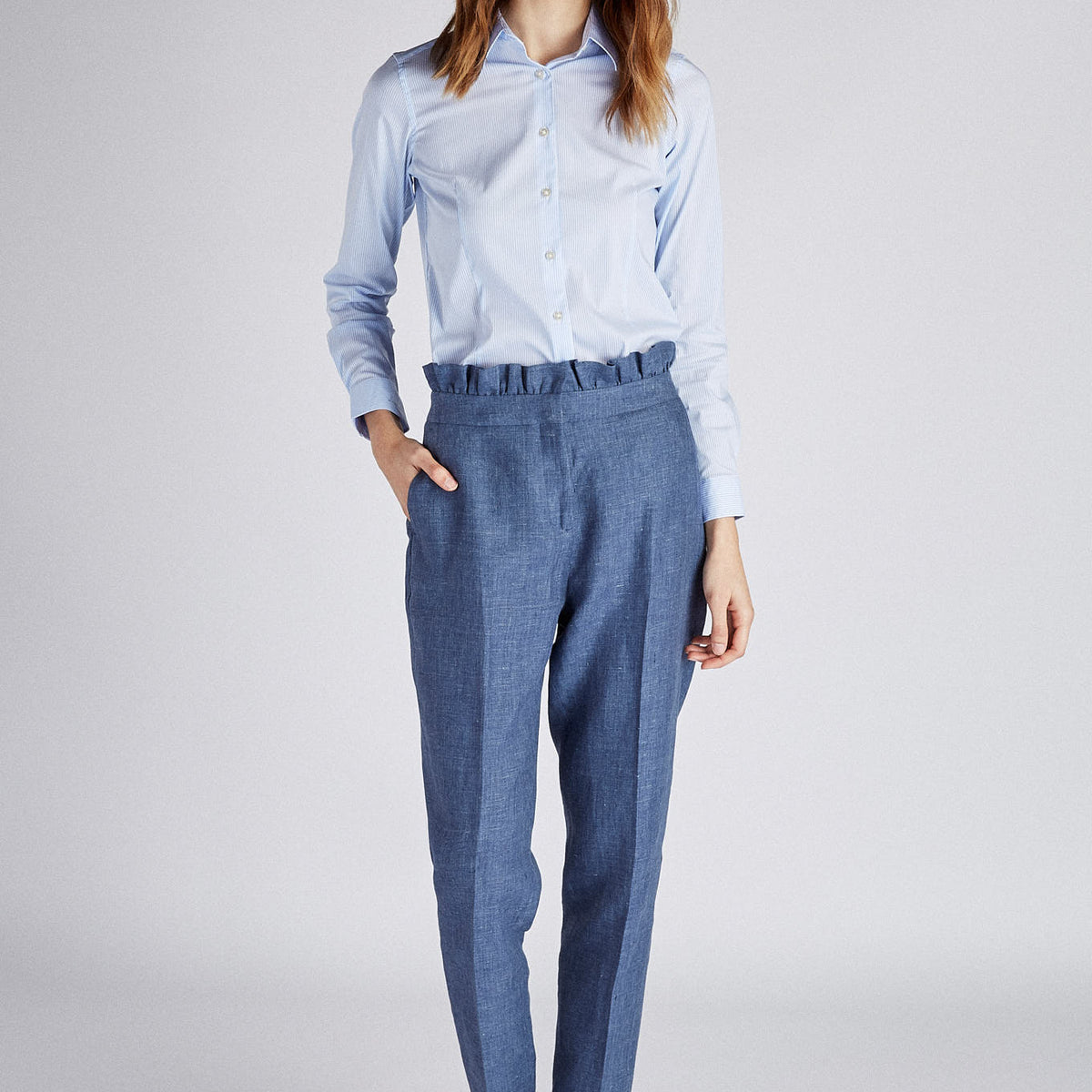 Women's Classic Slim Fit Linen Trousers – Sacoor Brothers Singapore