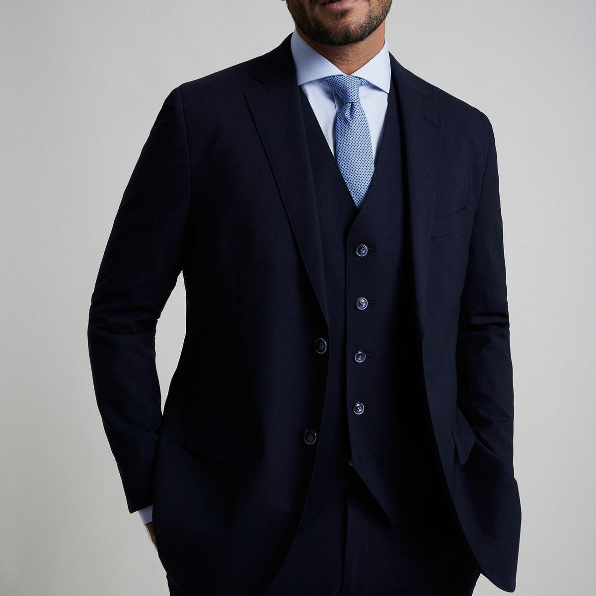 Slim fit 100% refined wool 3 pieces suit half canvas construction ...