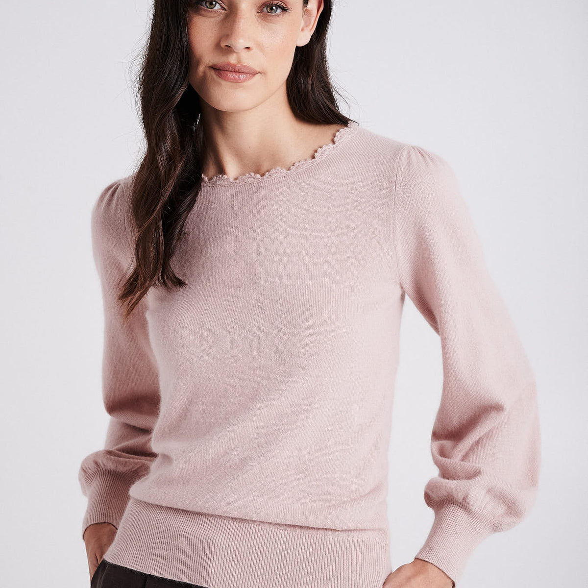 Round neckline with hand stitch crochet neckline – Sacoor Brothers ...