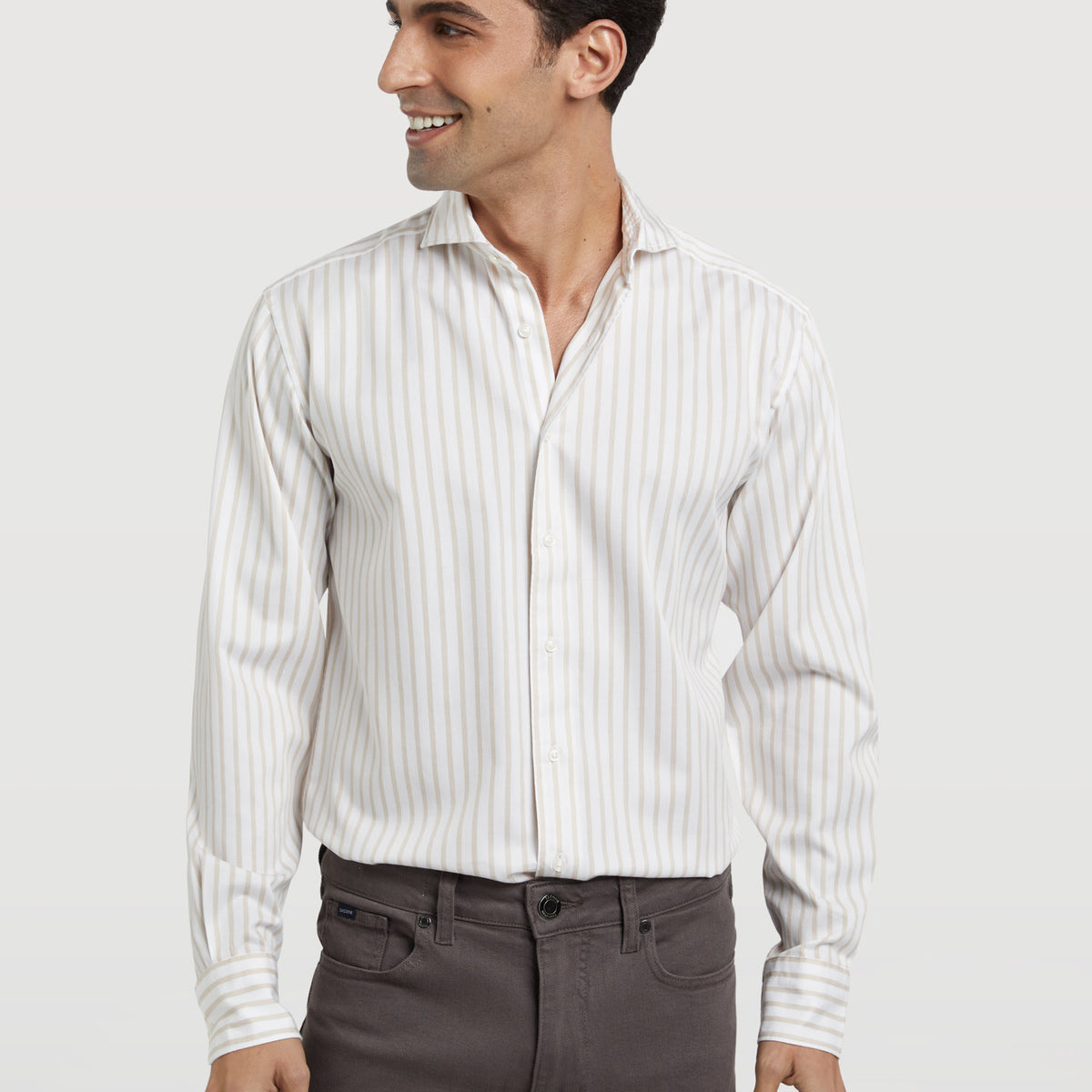 Slim fit new formal pastel striped shirt – Sacoor Brothers Singapore