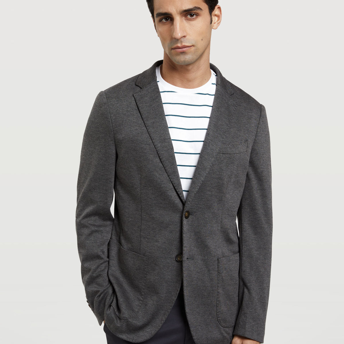 Stretch comfort jersey blazer – Sacoor Brothers Singapore
