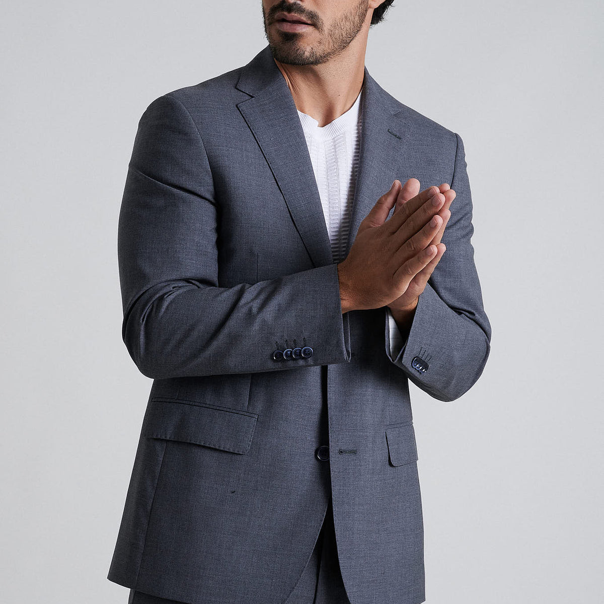 Slim fit 100% refined wool suit half canvas construction ...